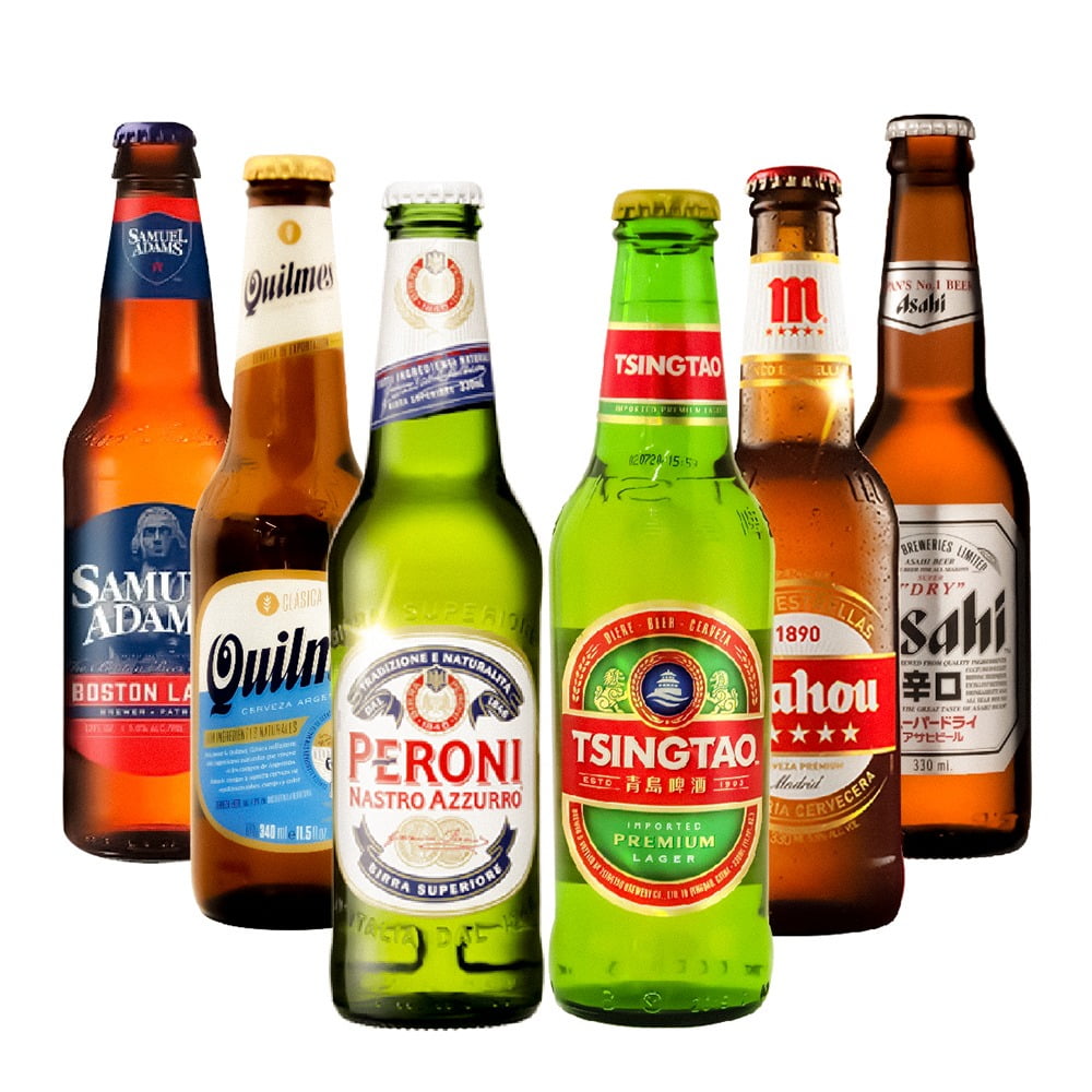 Six Pack Cervezas Samuel Adams Quilmes Peroni Tsingtao Mahou Asahi ...