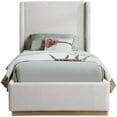 Bowery Hill Contemporary Cream Linen Textured Fabric Twin Bed - Walmart.com
