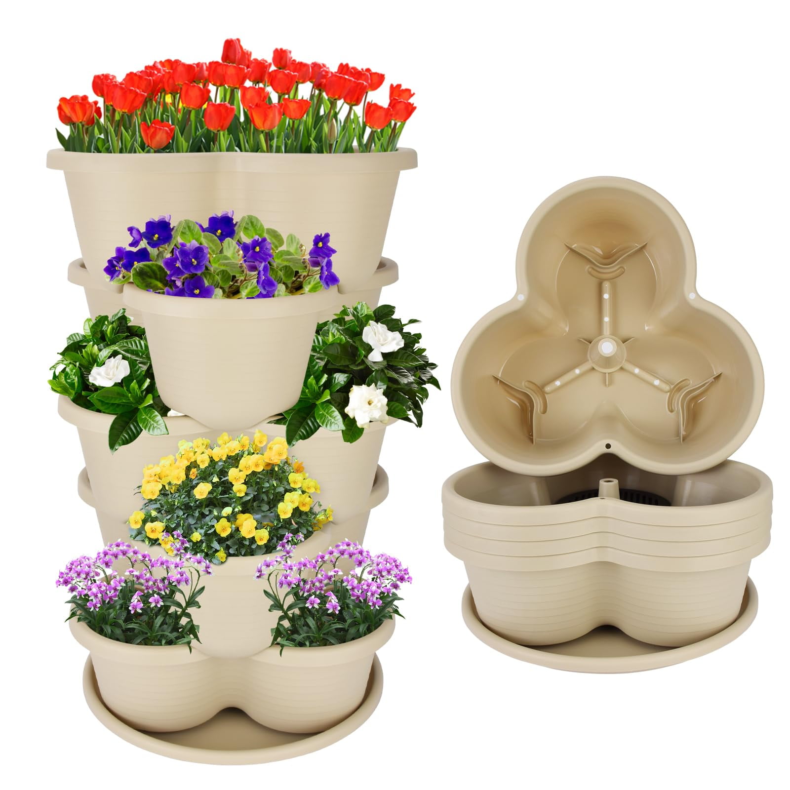 5 Tier Tower Stackable Planter, Vertical Gardening Indoor/Outdoor (Off ...