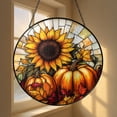 Autumn Pumpkin Sunflower and Maple Leaf Stained Glass Suncatcher ...
