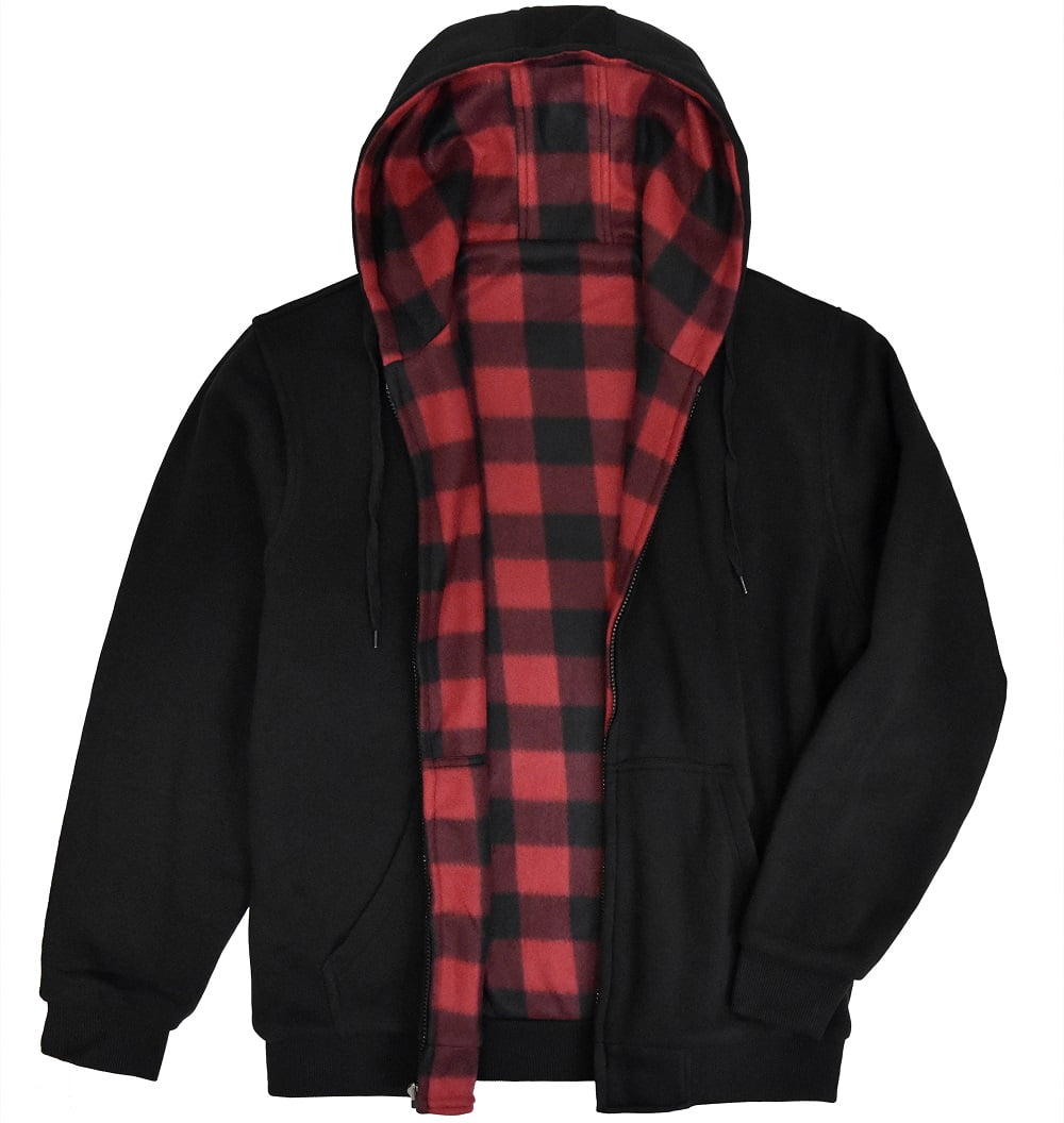 Victory Outfitters Men's Reversible Hooded Buffalo Plaid Fleece Jacket ...