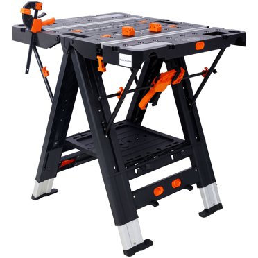 Gymax Folding Work Table Portable Workbench w/ Adjustable Height ...