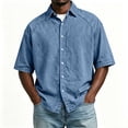 HVOBTTY Summer Men's Short Sleeve Collared ShirtsSolid Color ed with ...