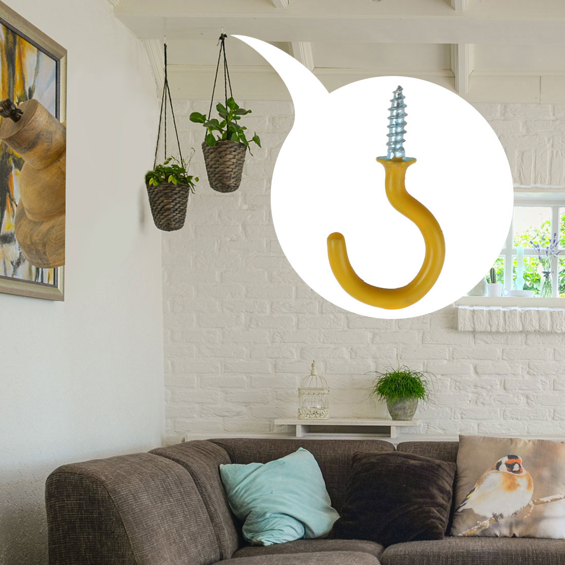 30pcs Cup Hooks 1 Inch Vinyl Coated Screw-in Ceiling Wall Thread Hooks ...