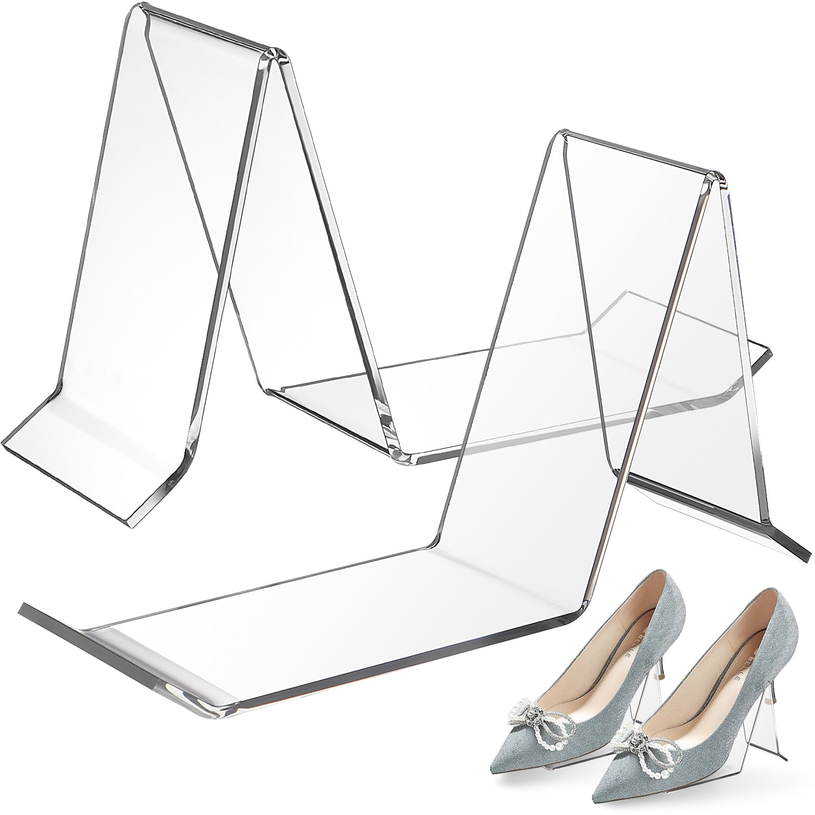 2 Pcs Acrylic Shoe Display Stands Shopping Mall Sandal Racks Sneaker ...