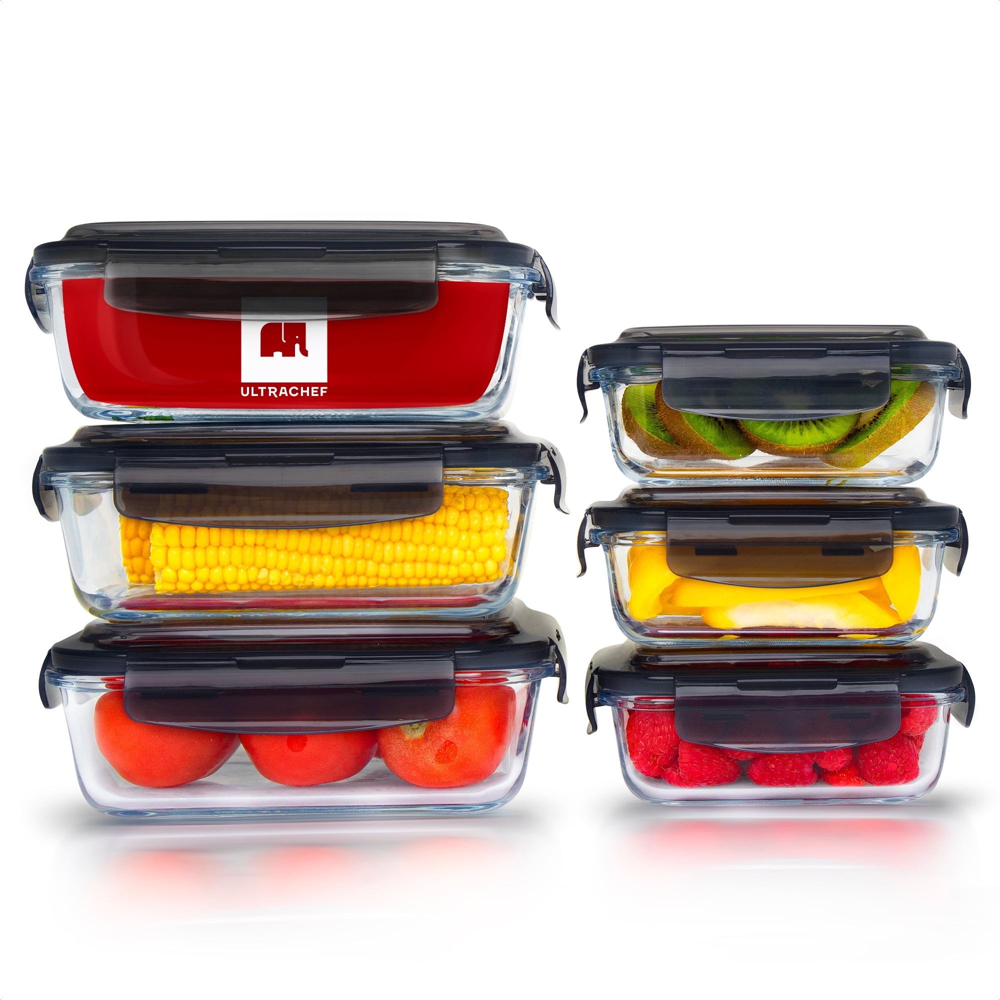 Ultrachef Juego de 12 Piezas Recipientes de Vidrio Herméticos (6 ...