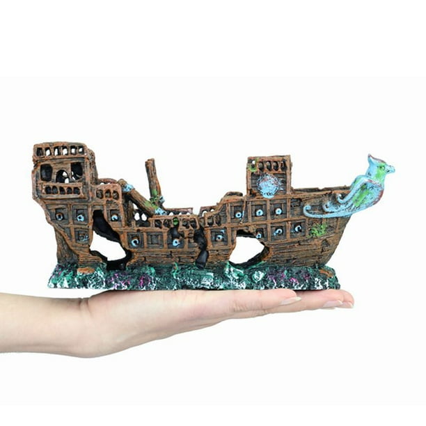 Pirate Ship Wreck Fish Tank Decorations Resin Eco-Friendly Fresh ...