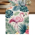 Table Runner Pink Flamingo Palm Leaf Flower Dresser Scarves 13x72 Inch ...