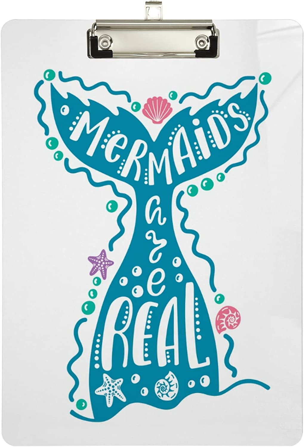 FMSHPON Beautiful Mermaid Tail Shells Clipboard Hardboard Wood Nursing ...