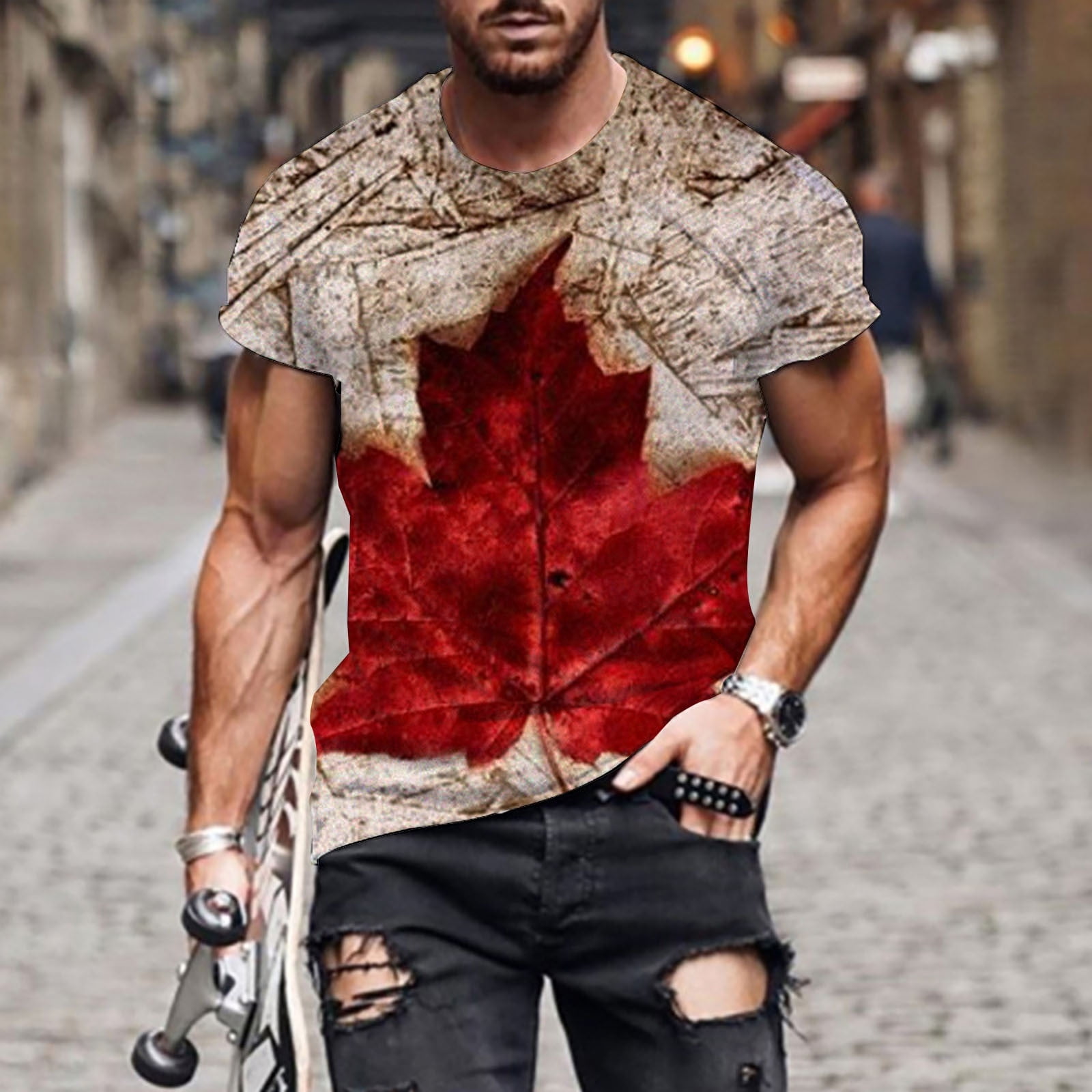 Click here for Chaochao Patriotic Canada T Shirts For Men - Styli... prices