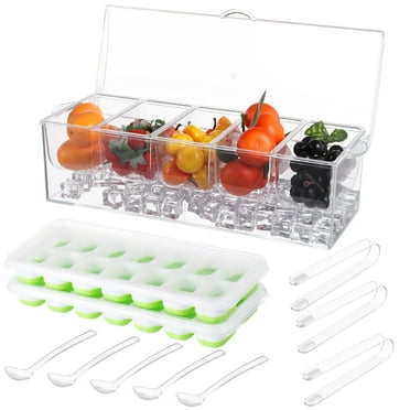 LIMOEASY Chilled Condiment Server for Parties, 5 Compartment, Clear ...