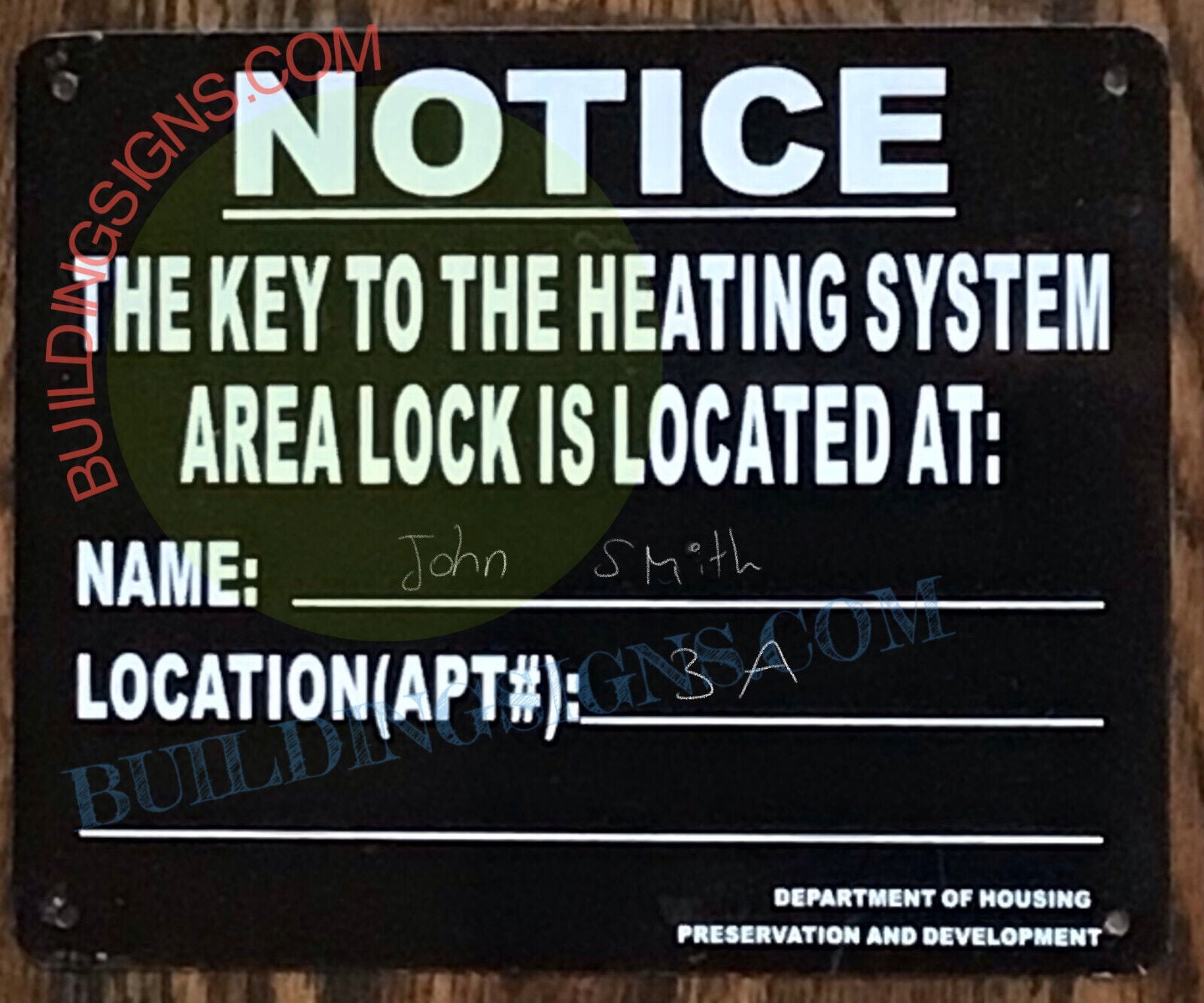 KEY TO THE HEATING SYSTEM SIGN (8.5 X7,BLACK,ALUMINUM) -ref16822 ...
