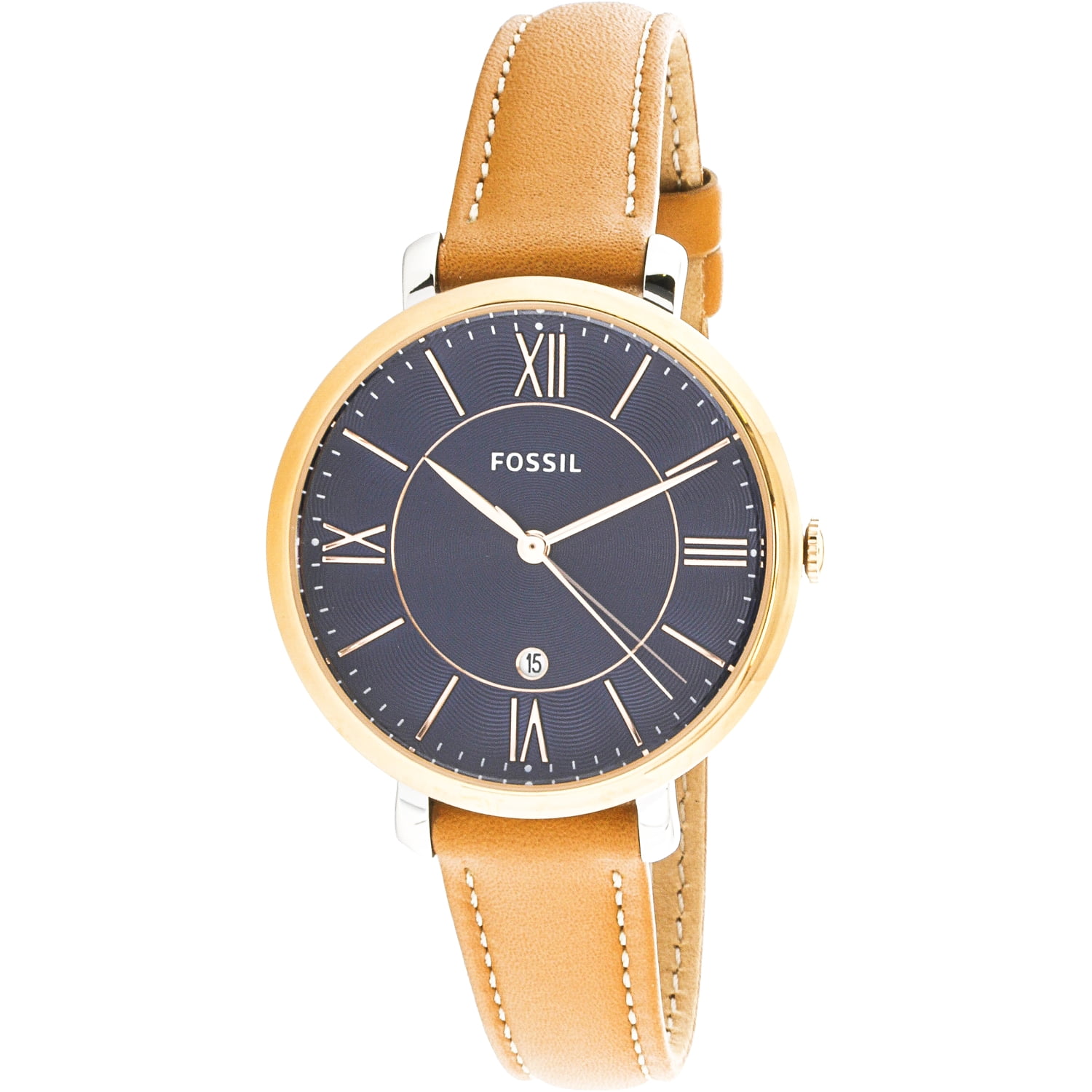 Fossil Women's Jacqueline ES4274 Rose-Gold Leather Japanese Quartz ...