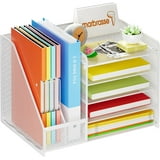 Marbrasse Desk Organizer with File Holder, 5-Tier Paper Letter Tray ...