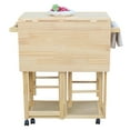 SamyoHome Kitchen Island Trolley Cart with 2 Square Stools and Storage ...