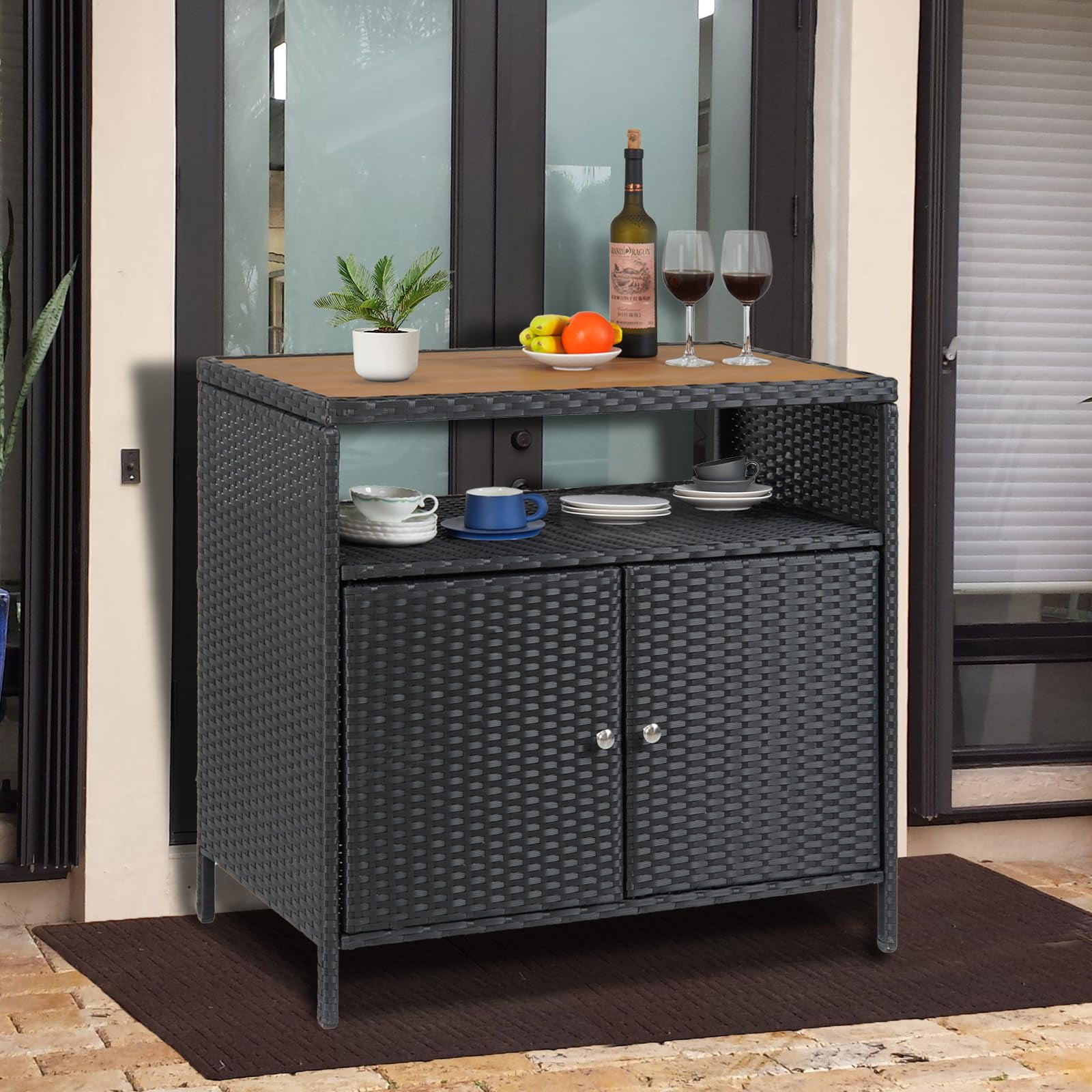 Click here for Beesclover Rattan Outdoor Storage Cabinet  Outdoor... prices