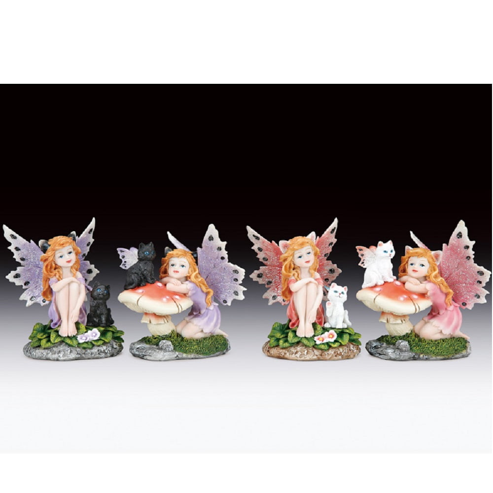 Fairies with Cats Figurines Set of 4 Fairy - Walmart.com