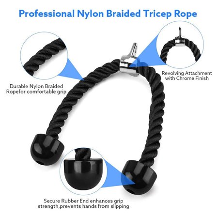 Tricep Rope Cable Attachment with 2 Exercise Handles Rope and 3 ...