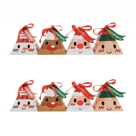 50 Pack Christmas Gift Box Triangle Box Candy Paper Box Santa Big Face ...