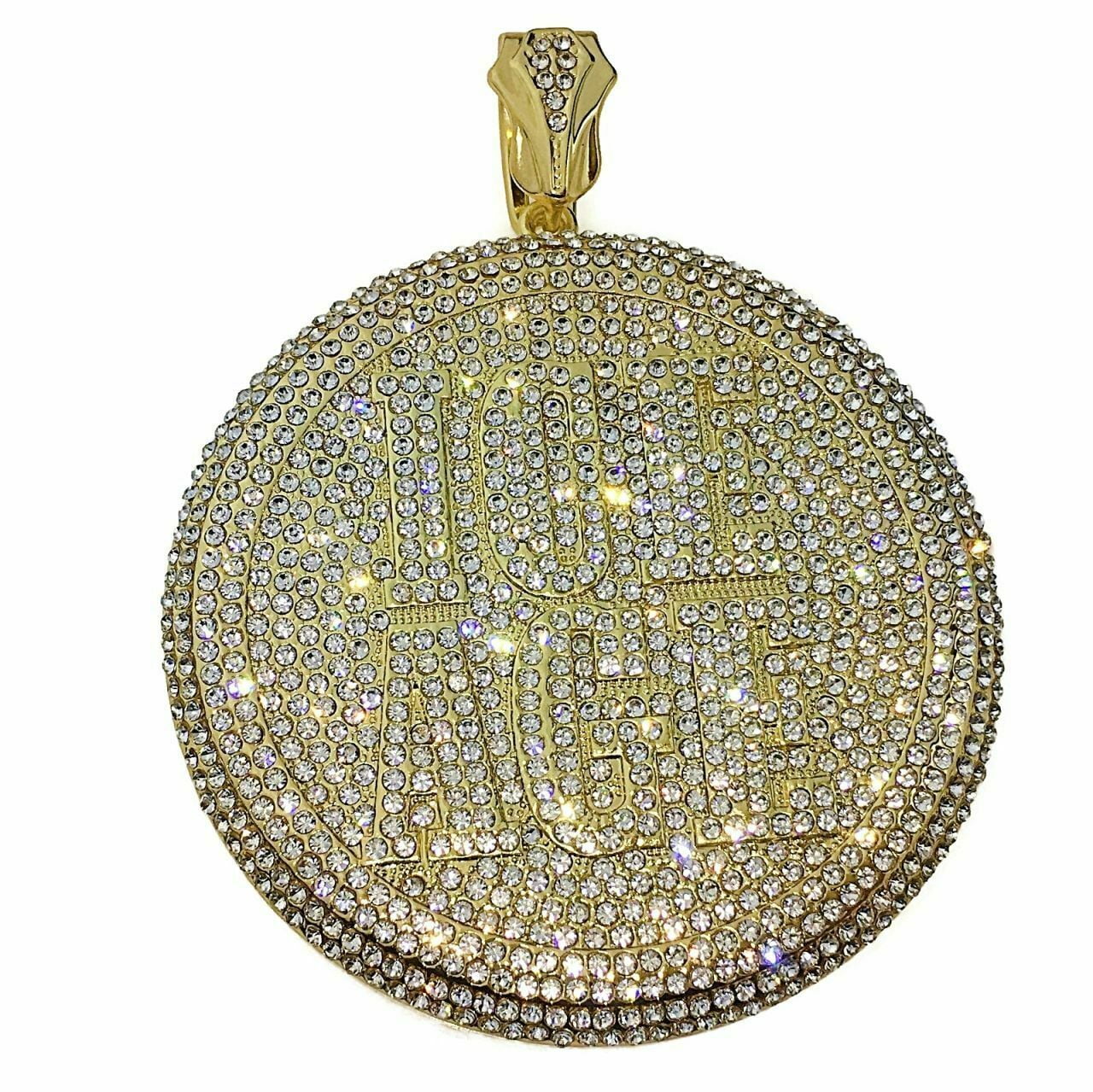 Men's 14K Gold Plated "Ice Age" Heavy Hip Hop Medallion Round Bling ...