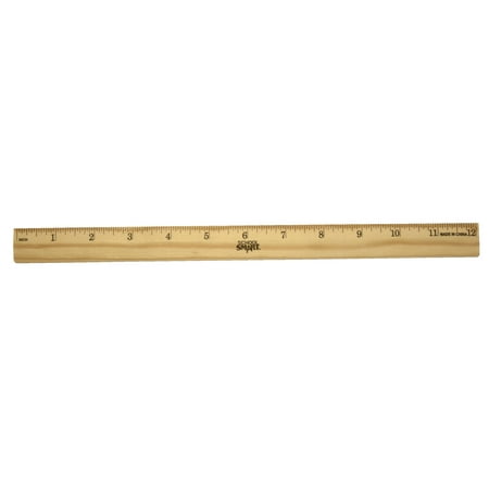 School Smart Single Beveled Plain Edge Wood Scale Ruler, 12 in L X 7/8 ...