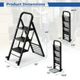 Laijoy 2-In-1 Hand Truck & Ladder, Foldable 3-Step Ladder w/ Non-slip ...