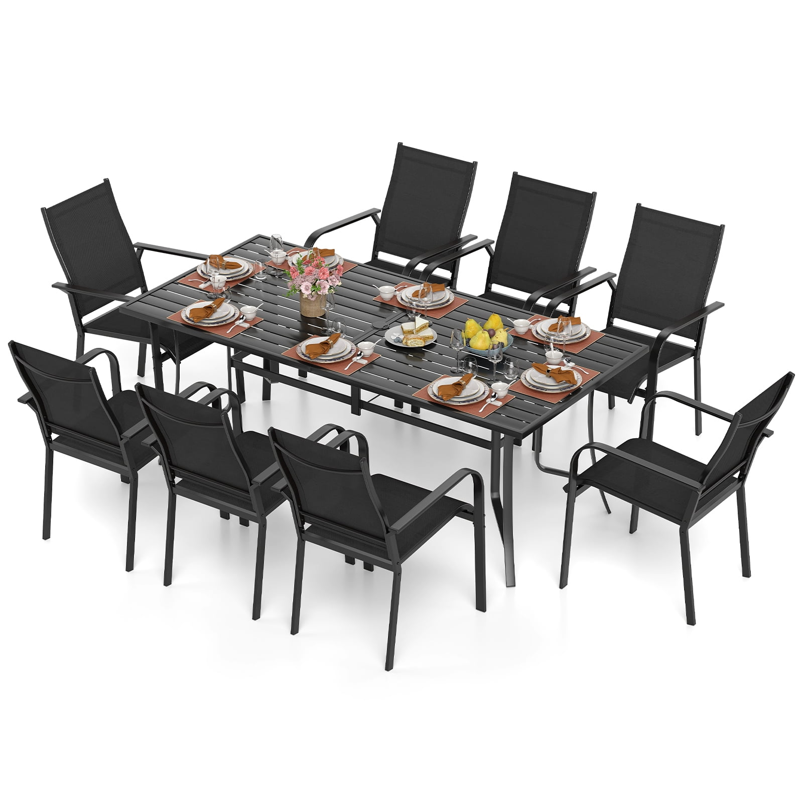 Click here for Gymax 9pcs Patio Dining Set Rectangular Table & St... prices