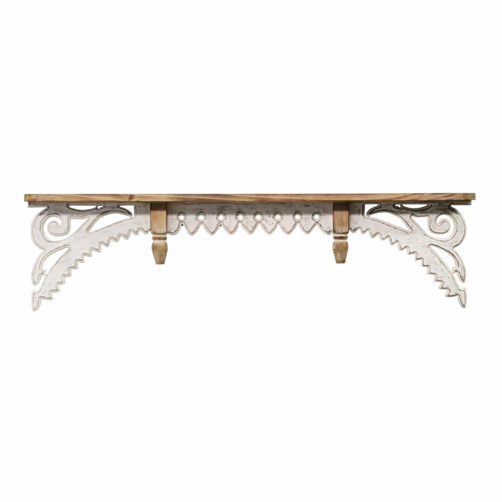 Stratton Home Decor 3" x 44" White Vintage-Inspired Wood Floating Shelf ...