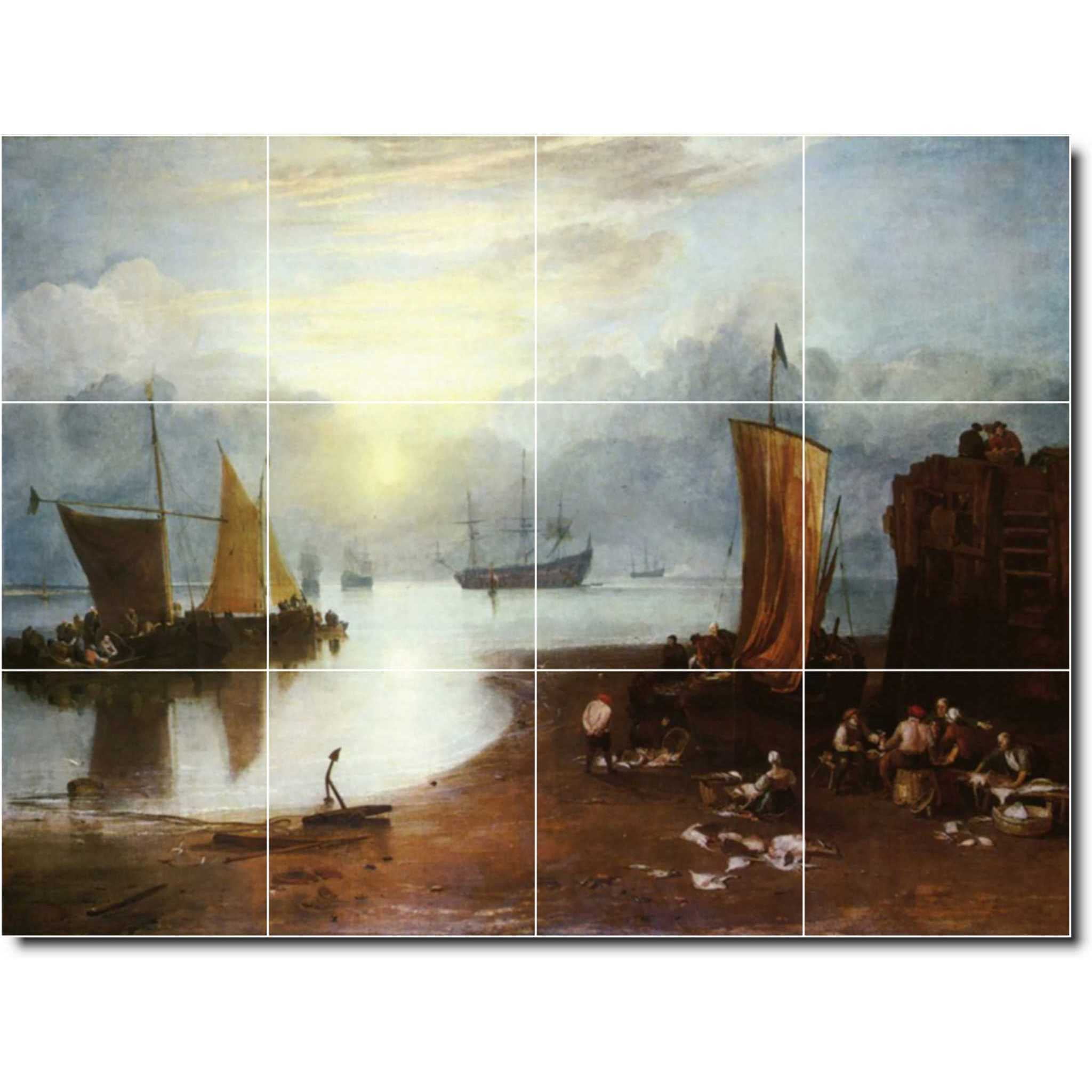Ceramic Tile Mural-Joseph Turner Waterfront Painting 303. 17" w x 12.75 ...