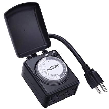 Plusmart Outdoor Timer Waterproof, 24 Hour Mechanical Timer Heavy Duty ...