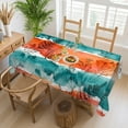 Chilfamy Coral Teal Botanical Wash Art Print Rectangle Dining ...