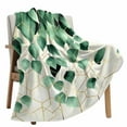Flannel Throw Blanket for Couch Sofa Bed,Watercolor Green Leaves Color ...