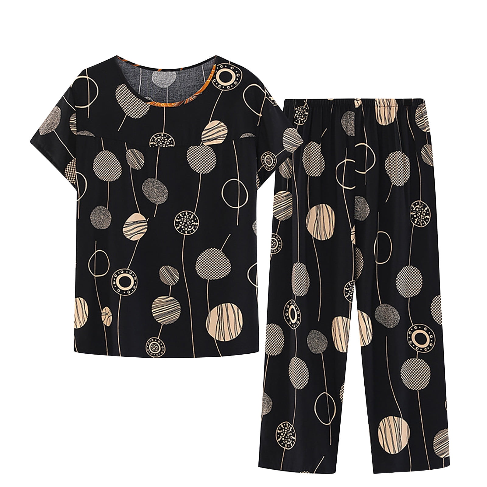 LOVZFMLL Pajama Sets for Women 2 Piece Floral Short Sleeve T-Shirt and ...