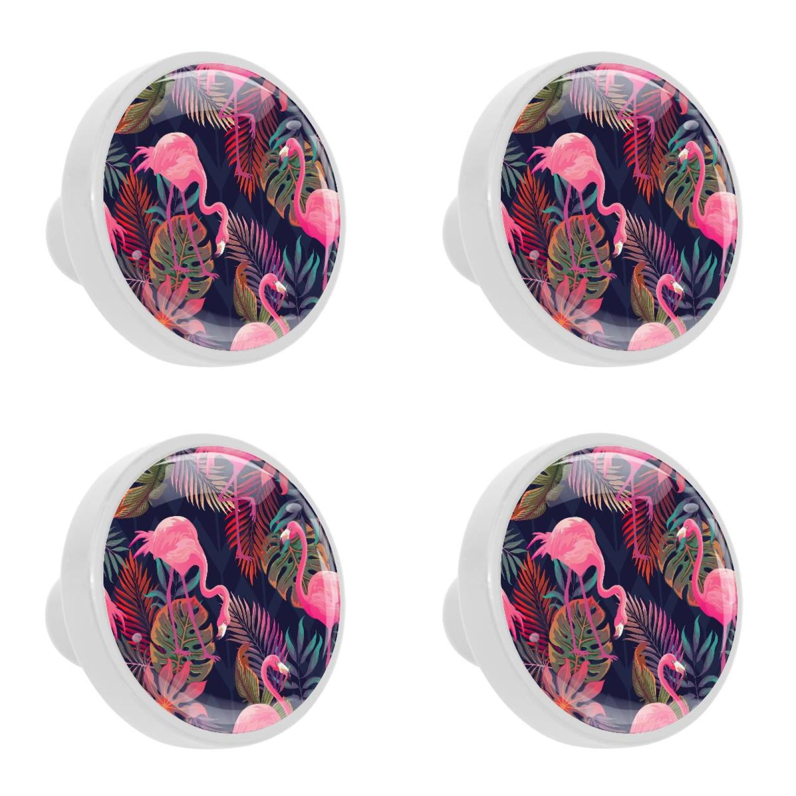 4 Pcs Flamingo Knobs for Kitchen Cabinet Cupboard Dresser Bookcase Drawer Pulls Handles Round ...
