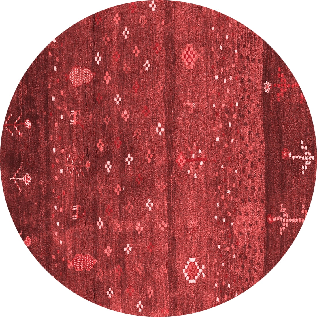 Ahgly Company Indoor Round Abstract Red Contemporary Area Rugs, 6 ...