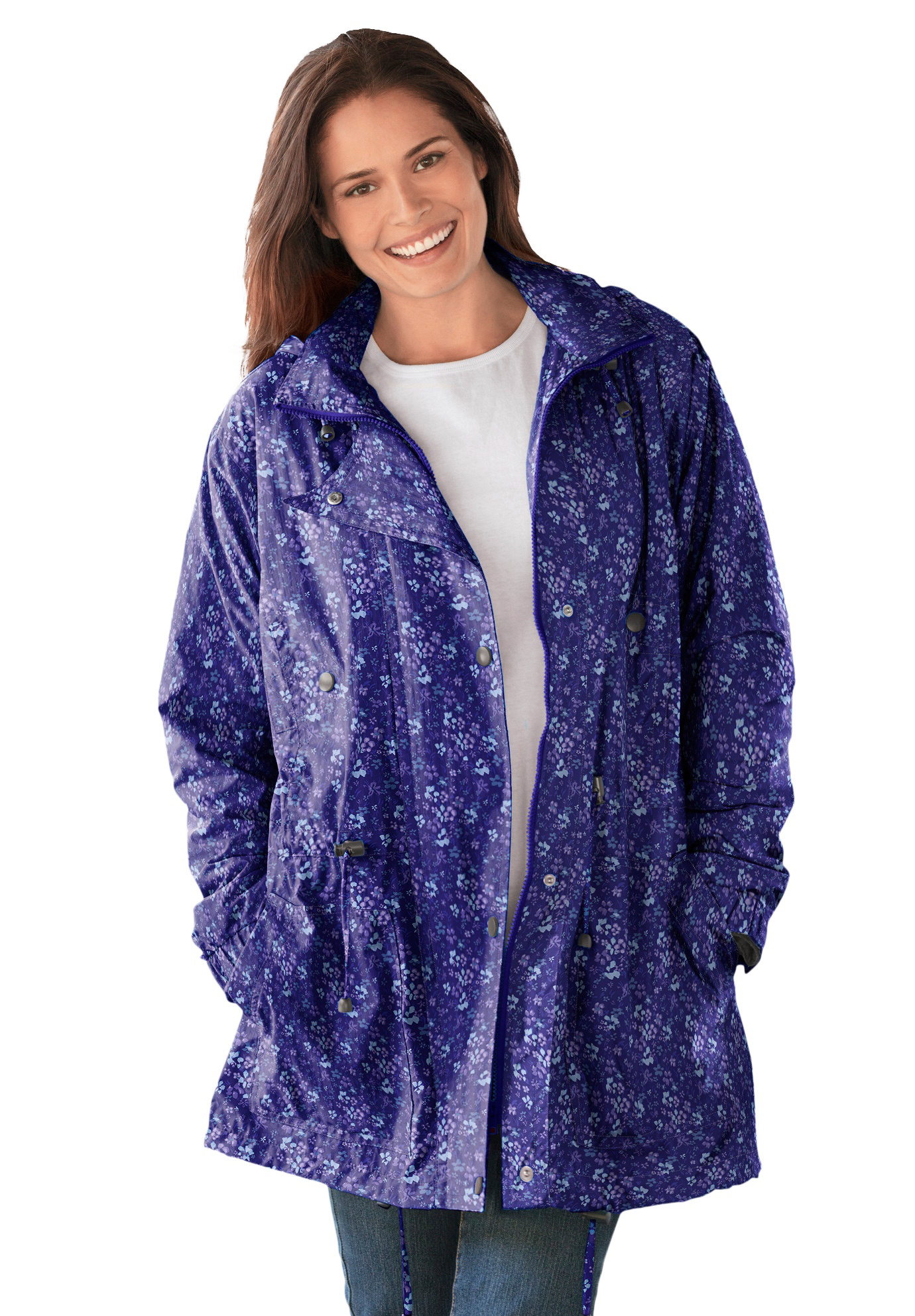 Woman Within Women s Plus Size Fleece Lined Taslon Anorak Rain Jacket Woman Within Women s Plus Size Fleece Lined Taslon Anorak Rain Jacket