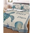 Blue Sea Turtle Quilts Bedding Set Full Size Beach Happy Place Seashell ...