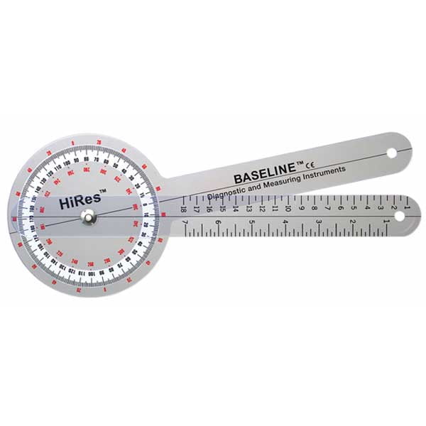 Baseline 360 degree clear plastic goniometer joint angle and range of ...