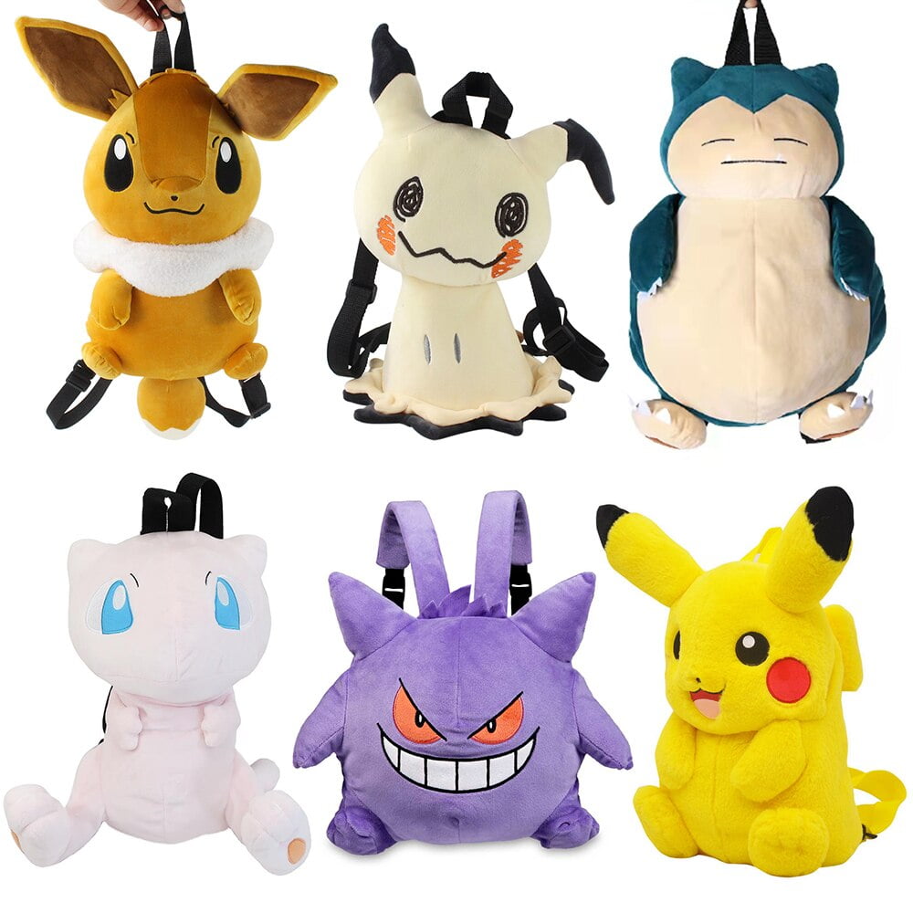 Kawaii Pokemon Plush Backpack Pikachu Bag Mimikyu Eevee Mew Gengar ...