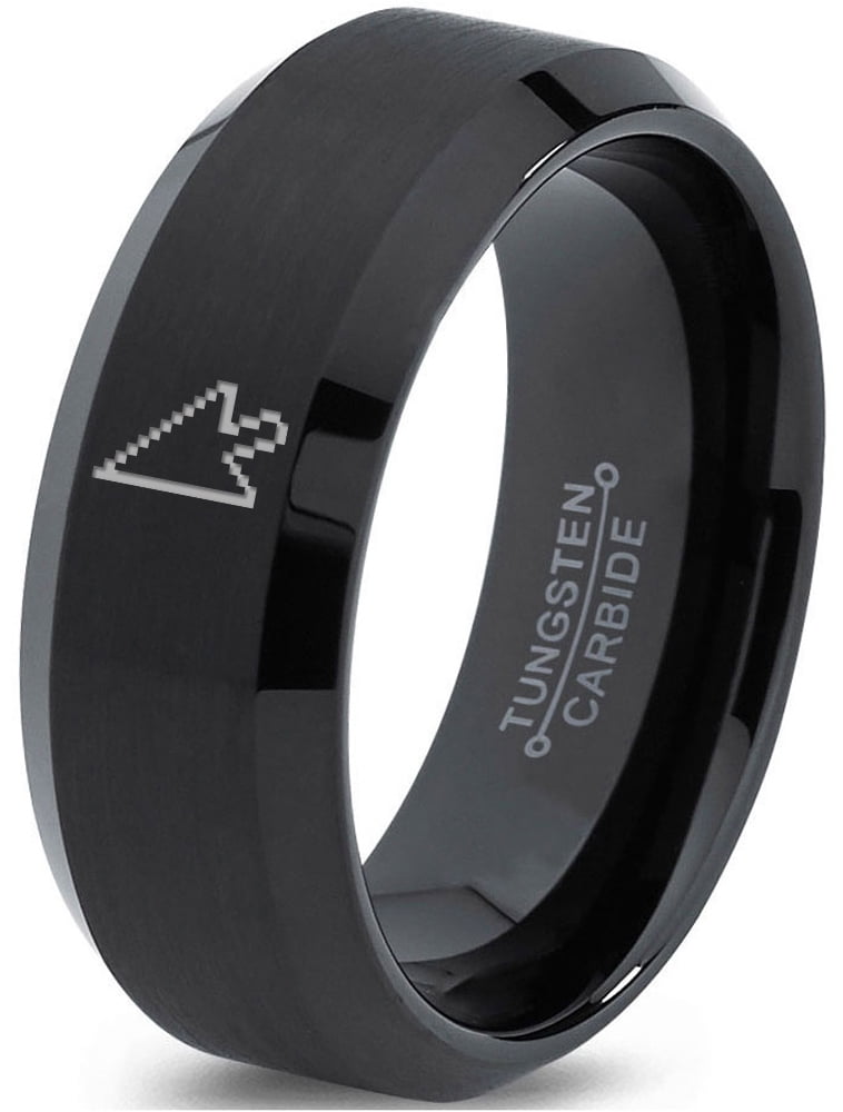Tungsten Mouse Arrow Pointer Cursor Band Ring 8mm Men Women Comfort Fit ...