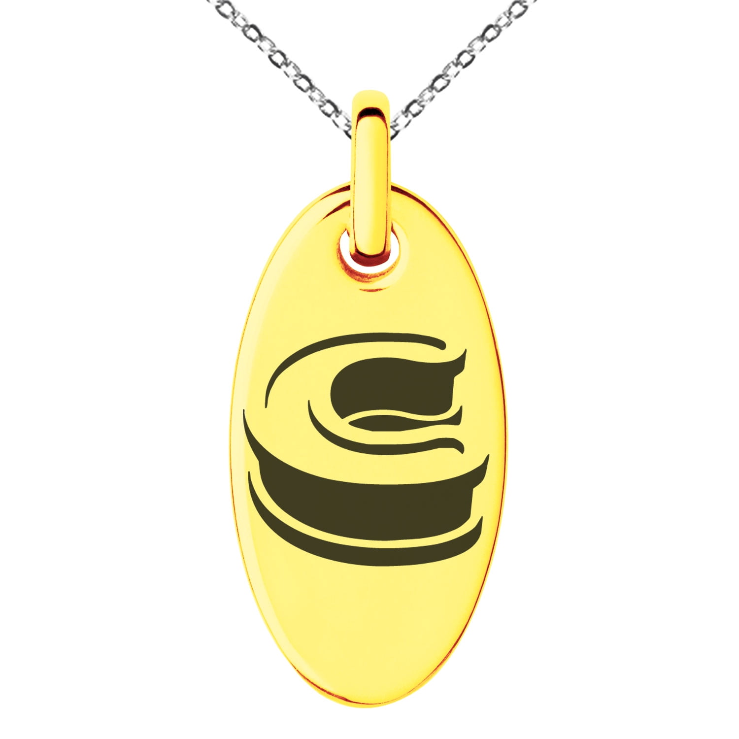 Stainless Steel Letter C Initial 3D Monogram Engraved Small Oval Charm ...