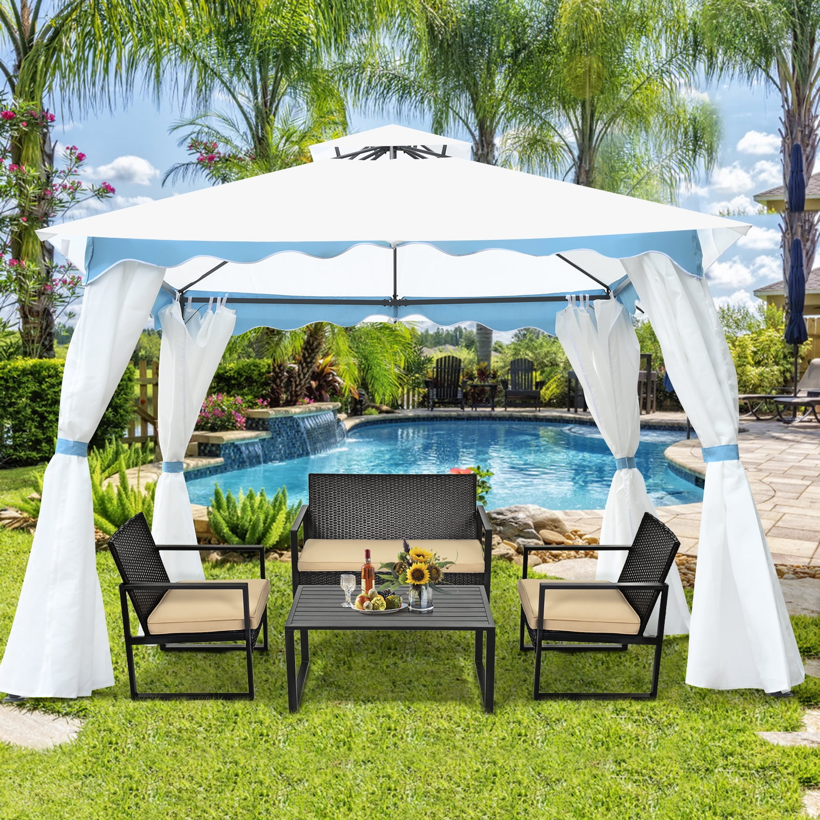 Click here for Patiojoy 2 Tier 10x10 Patio Steel Gazebo Outdoor C... prices
