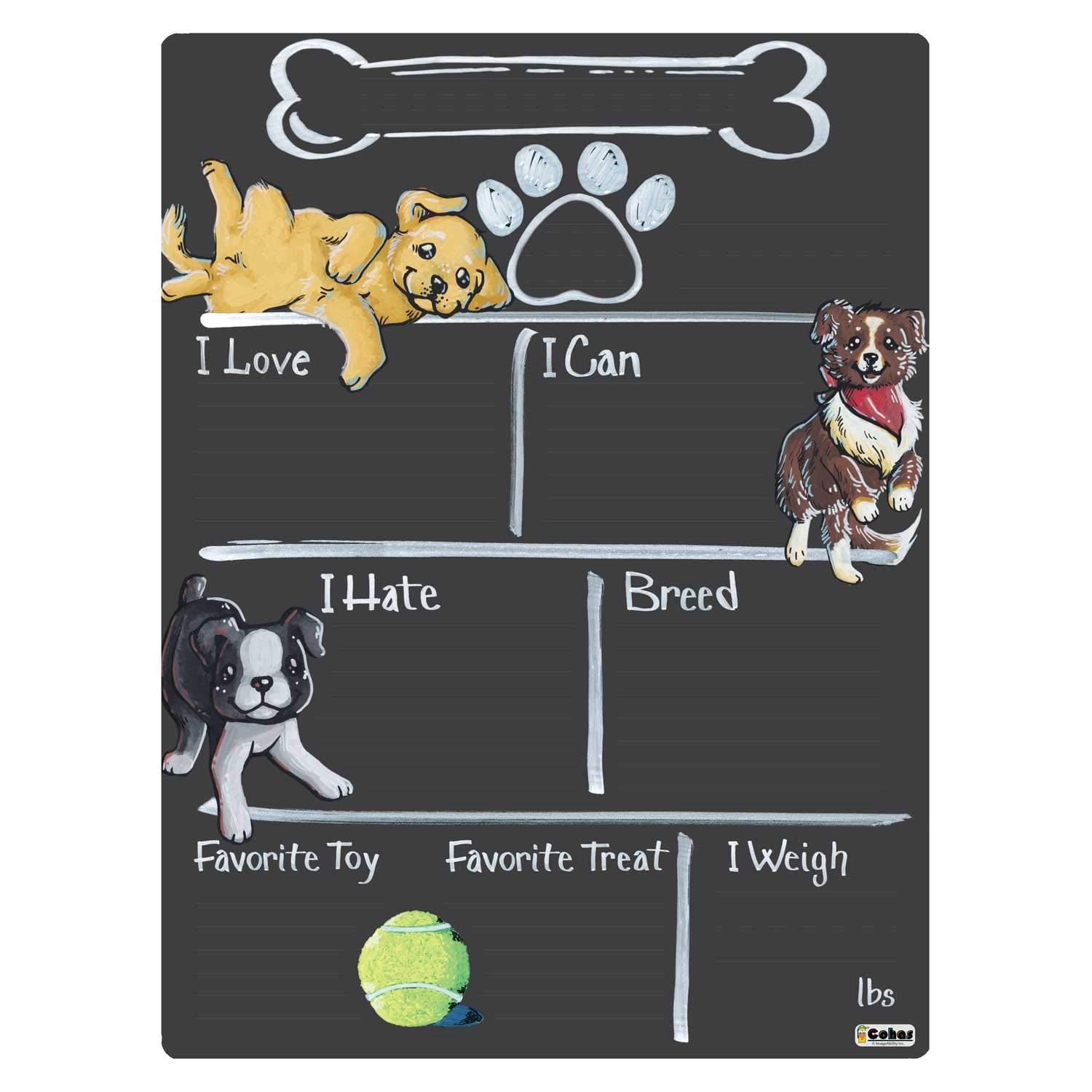 Cohas Puppy Theme Pet Milestone Chalkboard, 12 by 16 inches, No Marker ...