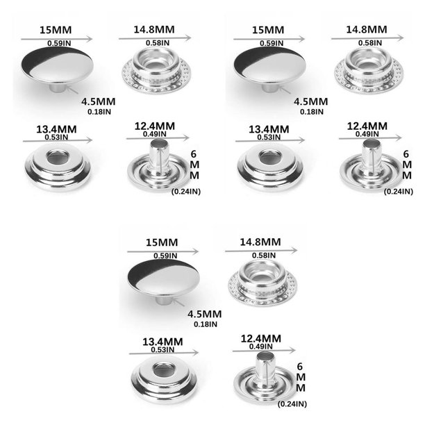 QualitChoice 100 Pieces Snap Fastener Stainless Steel Button ...
