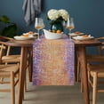 Abstract Colors Cotton Linen Table Runner Purple Orange Clouds Mist ...