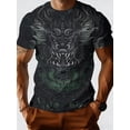 3D summer new black dragon pattern short-sleeved digital printing ...