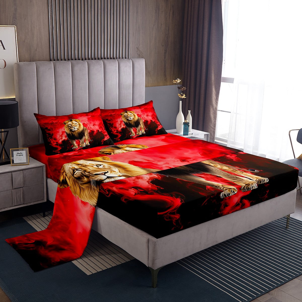 Click here for Erosebridal 3d Lion Print Bed Sheets Set King Size... prices