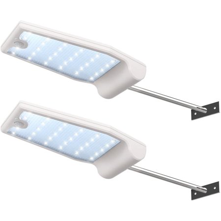 Solar Gutter Lights Wall Sconces with Mounting Pole Outdoor Motion ...