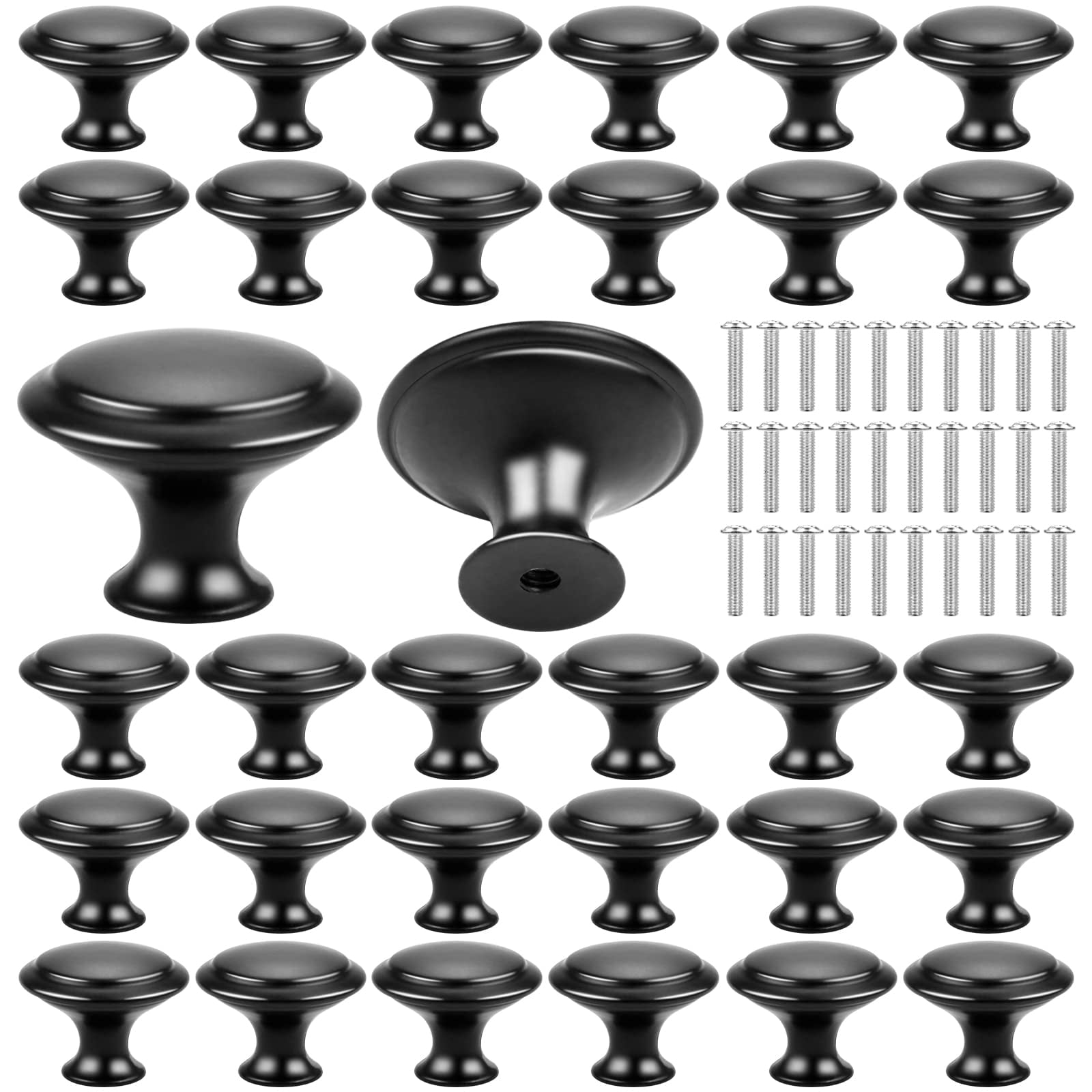 Click here for Hrenwivy 30 Pieces 1-1/5 Inch Black Cabinet Knobs... prices