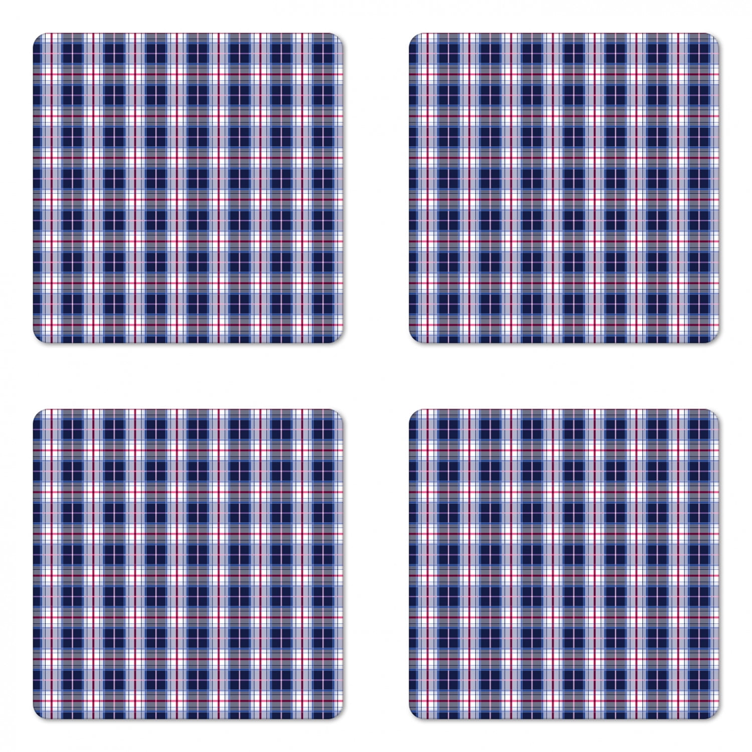 Checkered Coaster Set of 4, Classical Vintage Design with Vibrant ...